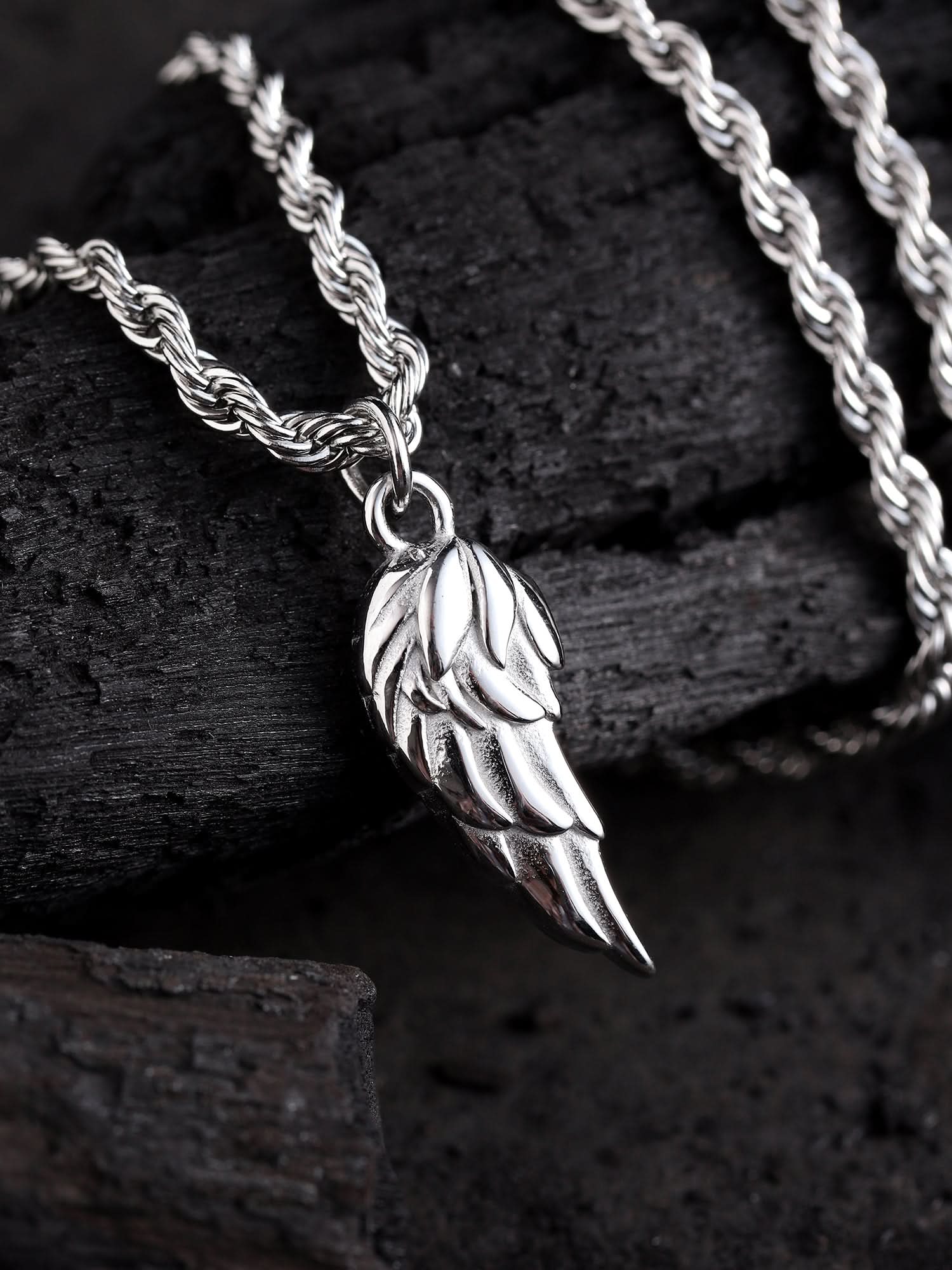 Buy Cupid Angel Wing Pendant (Silver) For Men By Jewelor